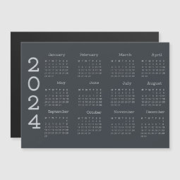 2024 Full Year Calendar Black And White Elegant Magnetic Invitation ...