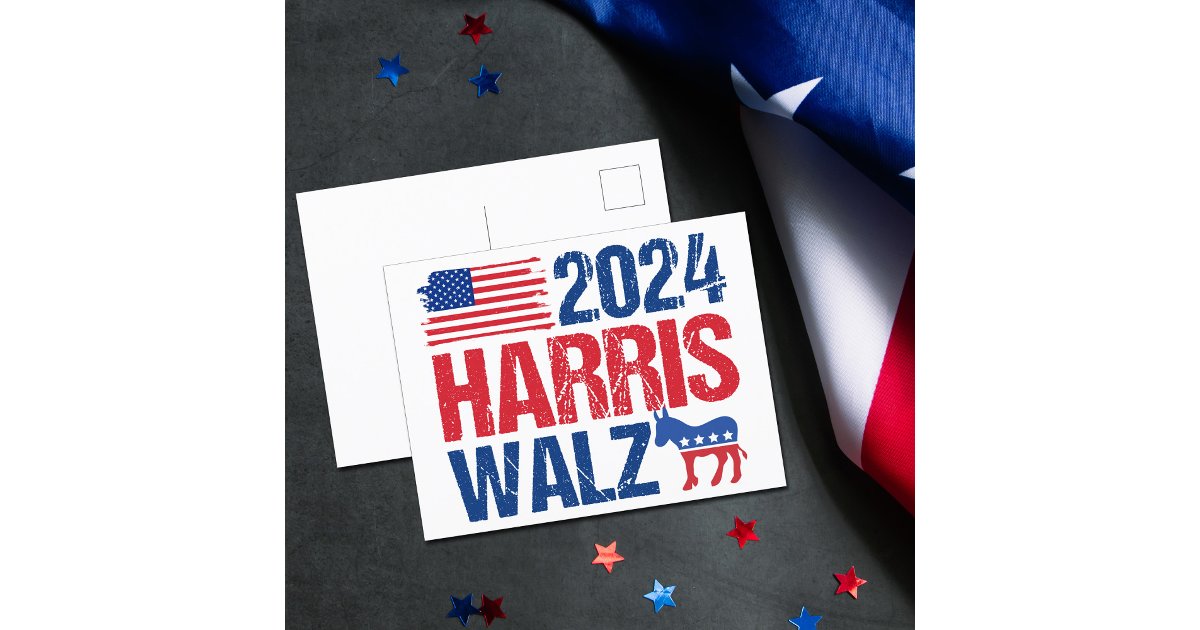 2024 Harris Walz Democrat Donkey Election Postcard | Zazzle