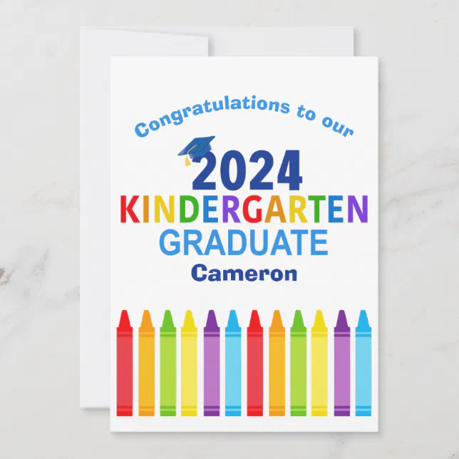 2024 Kindergarten Graduate Custom Cute Graduation Card | Zazzle