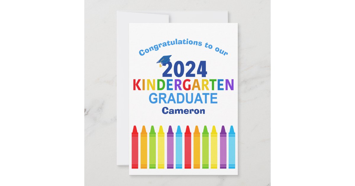 2024 Kindergarten Graduate Custom Cute Graduation Card | Zazzle