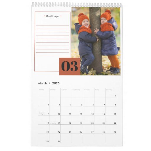 2024 Monthly Photo and Modern Notes Section Calendar | Zazzle