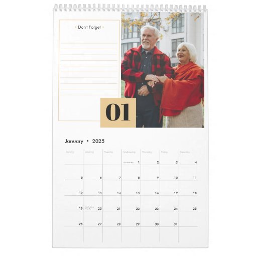2024 Monthly Photo and Modern Notes Section Calendar | Zazzle