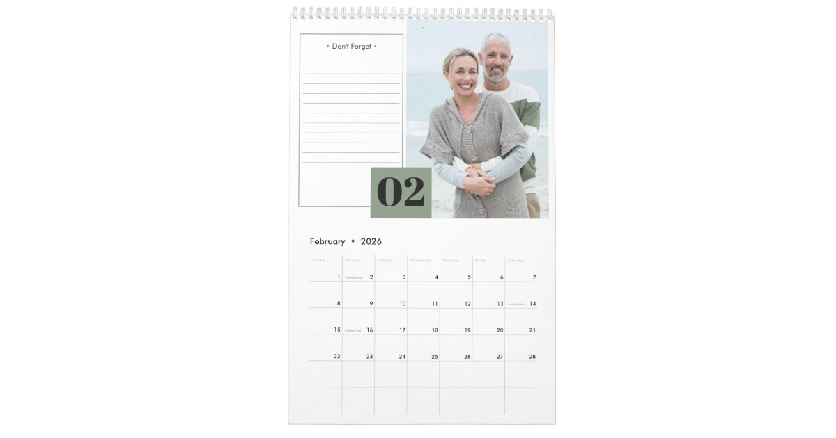 2024 Monthly Photo and Modern Notes Section Calendar | Zazzle