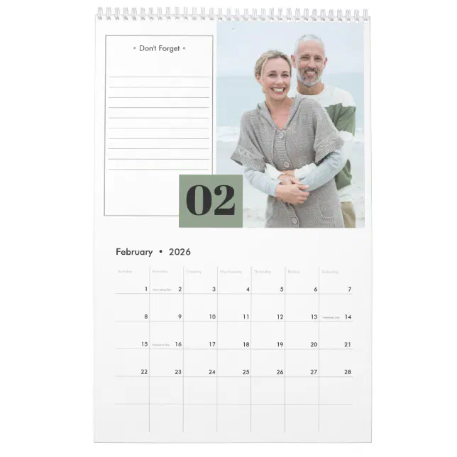2024 Monthly Photo and Modern Notes Section Calendar | Zazzle
