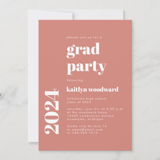 2024 Photo Bold Typography Terracotta Grad Party Invitation | Zazzle