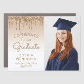 2024 Photo Gold Glitter Drip Graduation Car Magnet | Zazzle