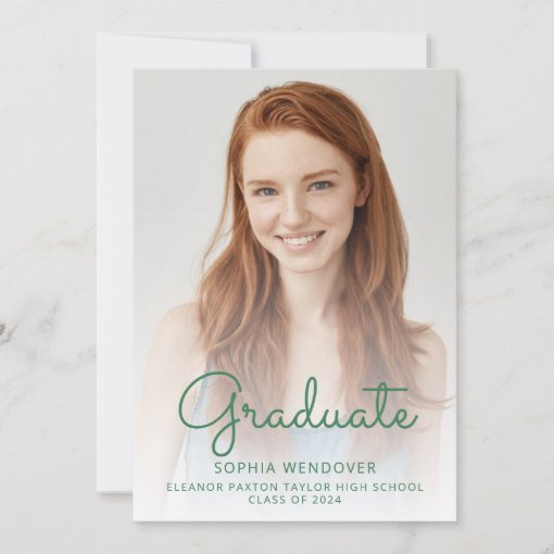 2024 Photo Green Glitter Graduation Announcement | Zazzle