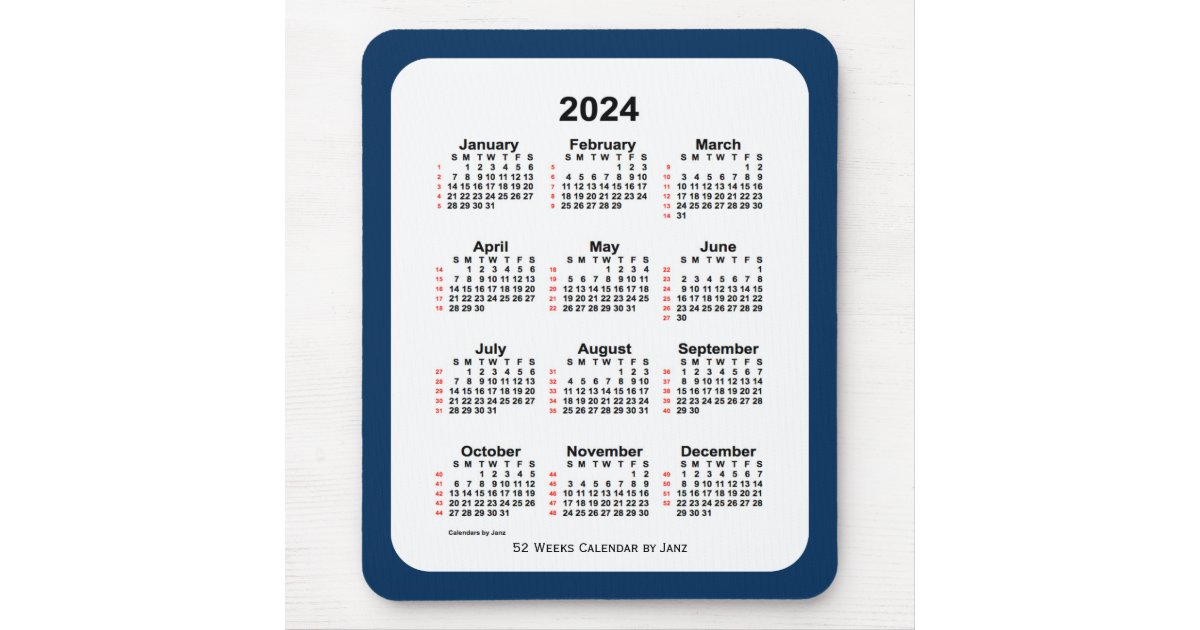 2024 Police Box Blue 52 Week Calendar by Janz Mouse Pad | Zazzle