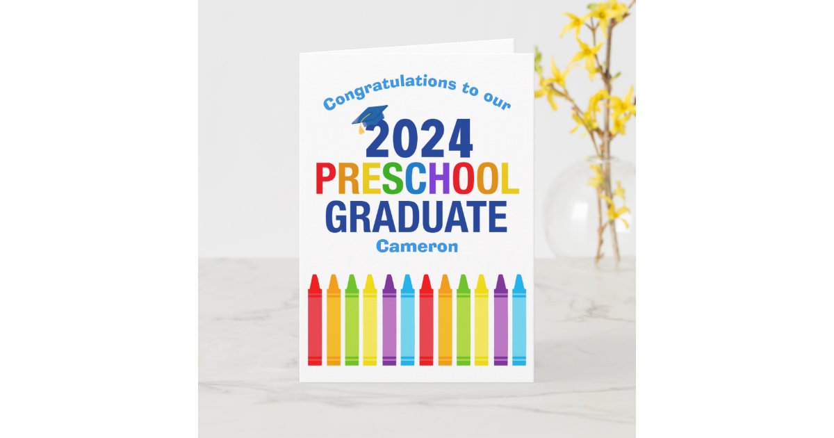 2024 Preschool Graduation Custom Cute Crayon Card | Zazzle