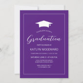 2024 Purple White Cap Modern Graduation Party Invitation | Zazzle