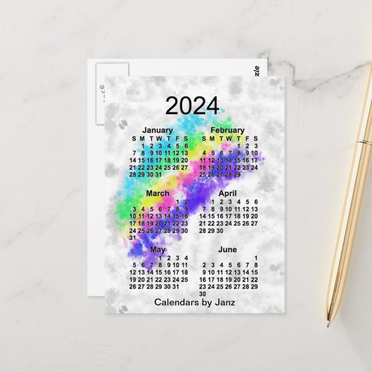 2024 Rainbows End 6 Month Mini Calendar by Janz Postcard | Zazzle