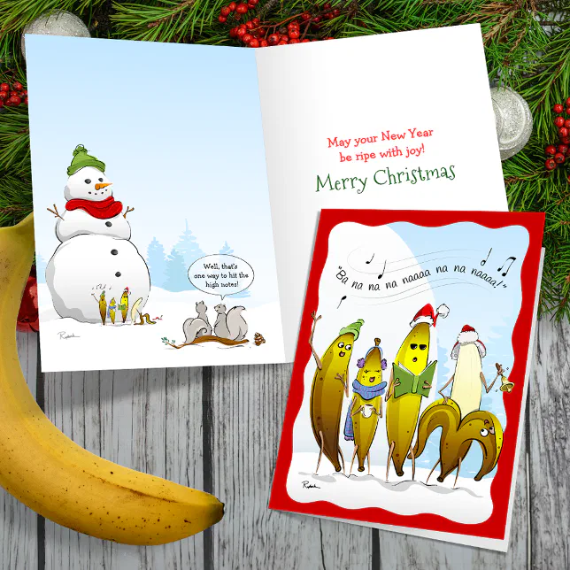 2024 Ripe Bananas Christmas Caroling Funny Holiday Card | Zazzle