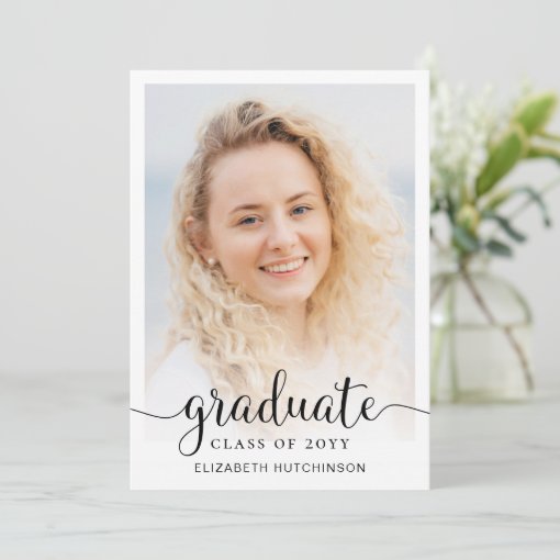 2024 Simple Script Overlay Photo Graduation Party Invitation | Zazzle
