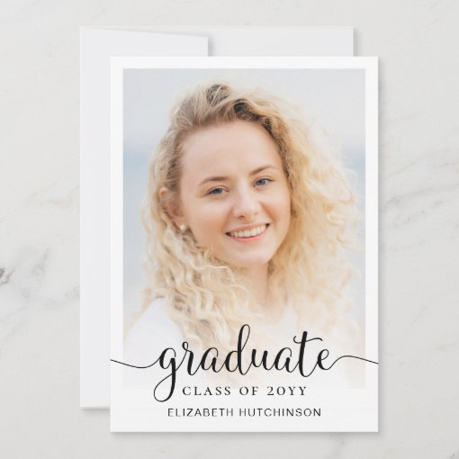 2024 Simple Script Overlay Photo Graduation Party Invitation | Zazzle