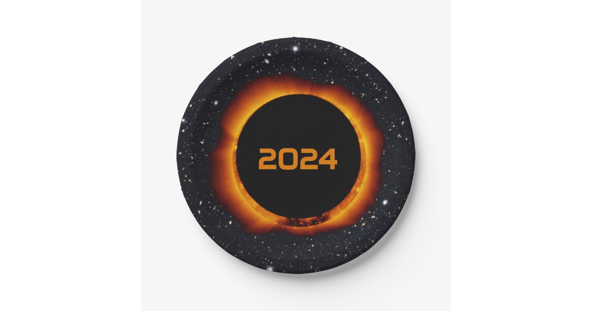 2024 Total Solar Eclipse Date Starry Sky Paper Plates | Zazzle