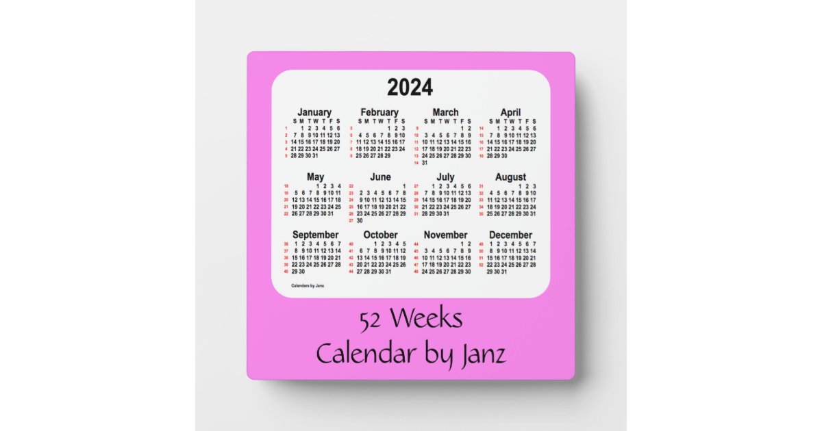 2024 Violet 52 Weeks Calendar by Janz Plaque | Zazzle