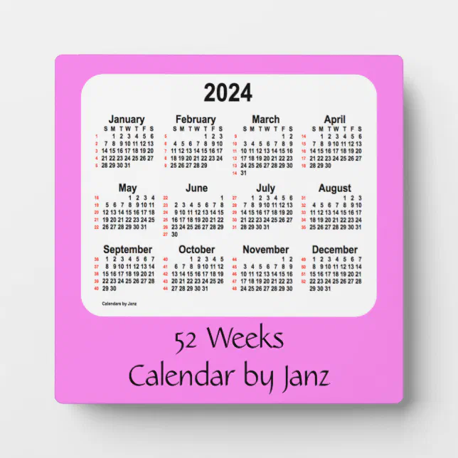 2024 Violet 52 Weeks Calendar by Janz Plaque | Zazzle