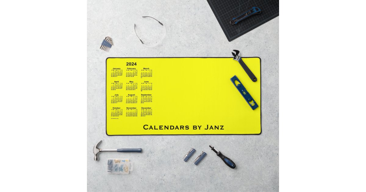2024 Yellow Calendar by Janz Desk Mat | Zazzle