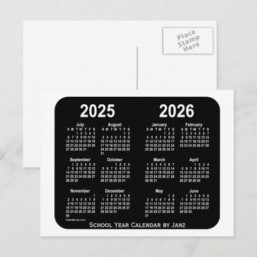 2025-2026 White Neon School Calendar by Janz Postcard | Zazzle