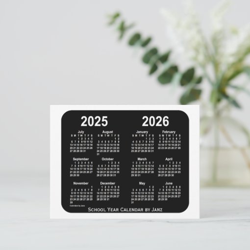 2025-2026 White Neon School Calendar by Janz Postcard | Zazzle