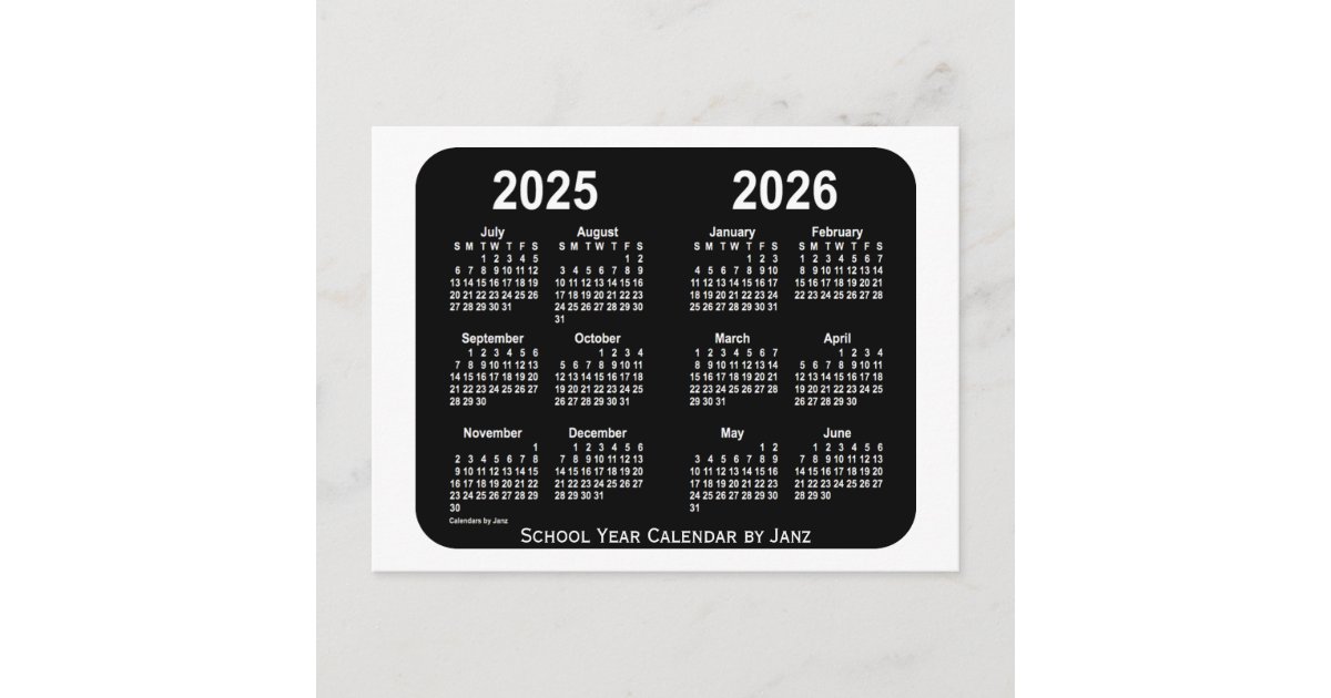 2025-2026 White Neon School Calendar by Janz Postcard | Zazzle