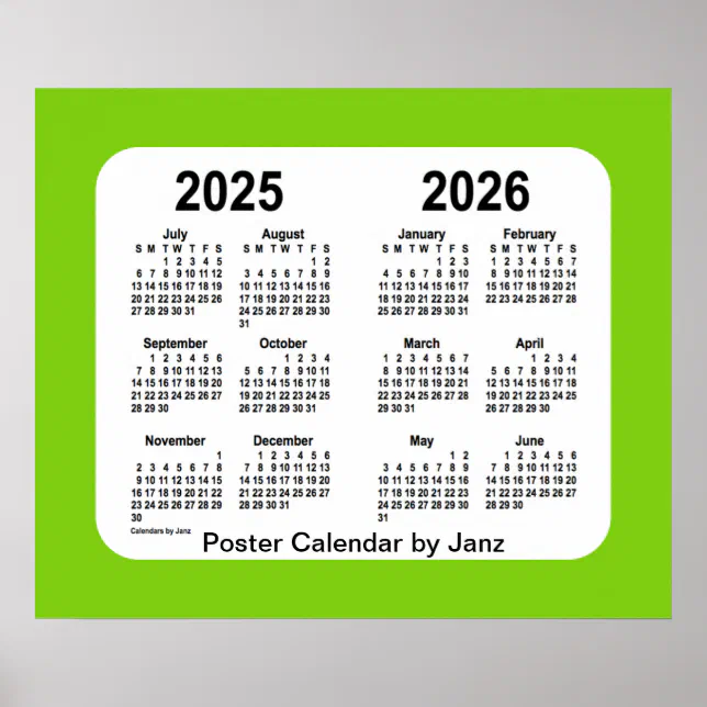 2025-2026 Yellowgreen School Calendar by Janz Poster | Zazzle