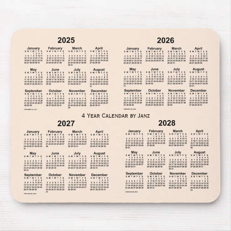 2025-2028 Antique White 4 Year Calendar by Janz Mouse Pad | Zazzle