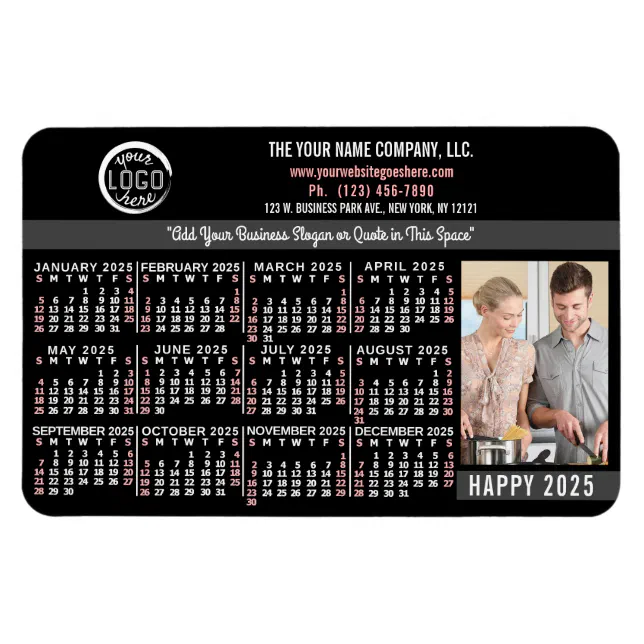 2025 Calendar Custom Business Logo Name Photo Easy Magnet | Zazzle