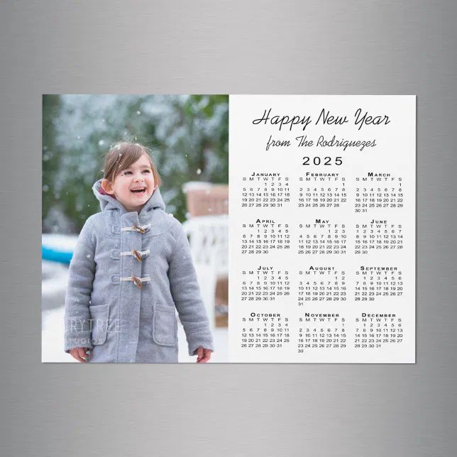 2025 Calendar Custom Photo Happy New Year Magnet | Zazzle