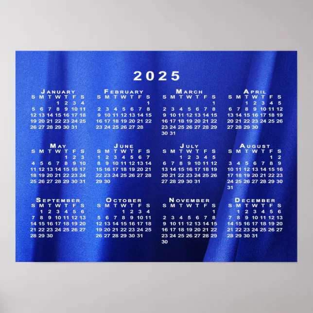 2025 Calendar on Blue Abstract Photo Template Poster | Zazzle