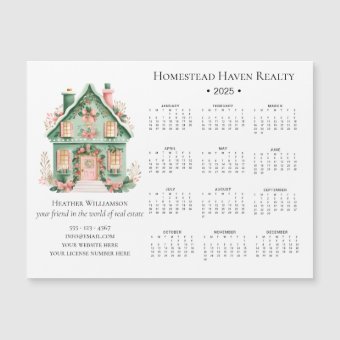 2025 Charming Real Estate Magnetic Calendar | Zazzle