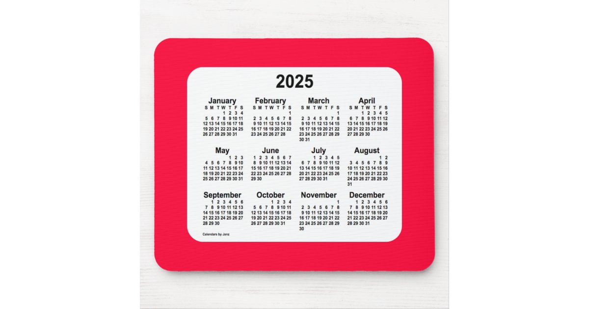 2025 Cherry Red Calendar by Janz Mouse Pad | Zazzle