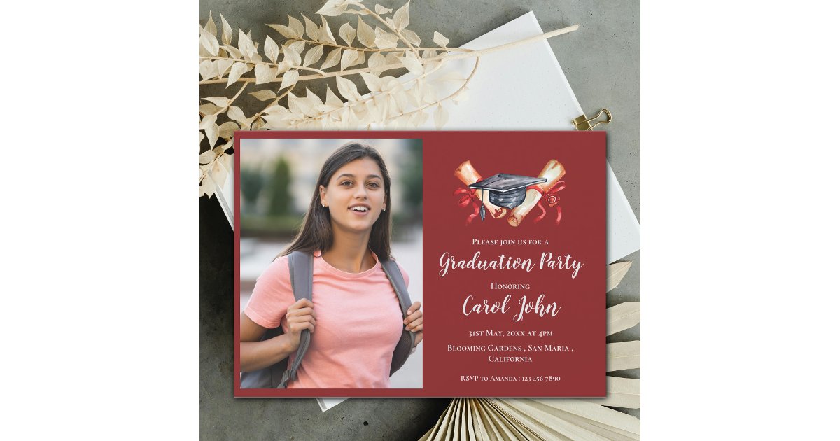 2025 Grad Photo Elegant Graduation Party Invitation | Zazzle