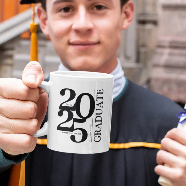 2025 Graduate Trendy Black Graduation Coffee Mug | Zazzle