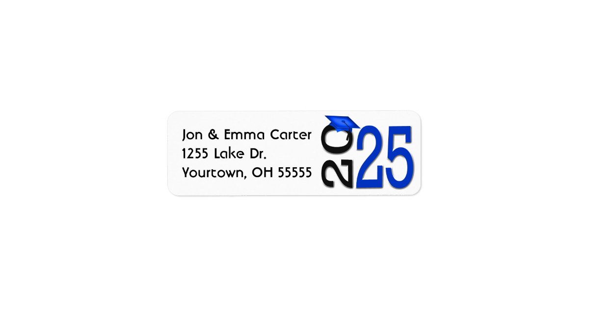 2025 Graduation Black and Blue School Colors Label | Zazzle