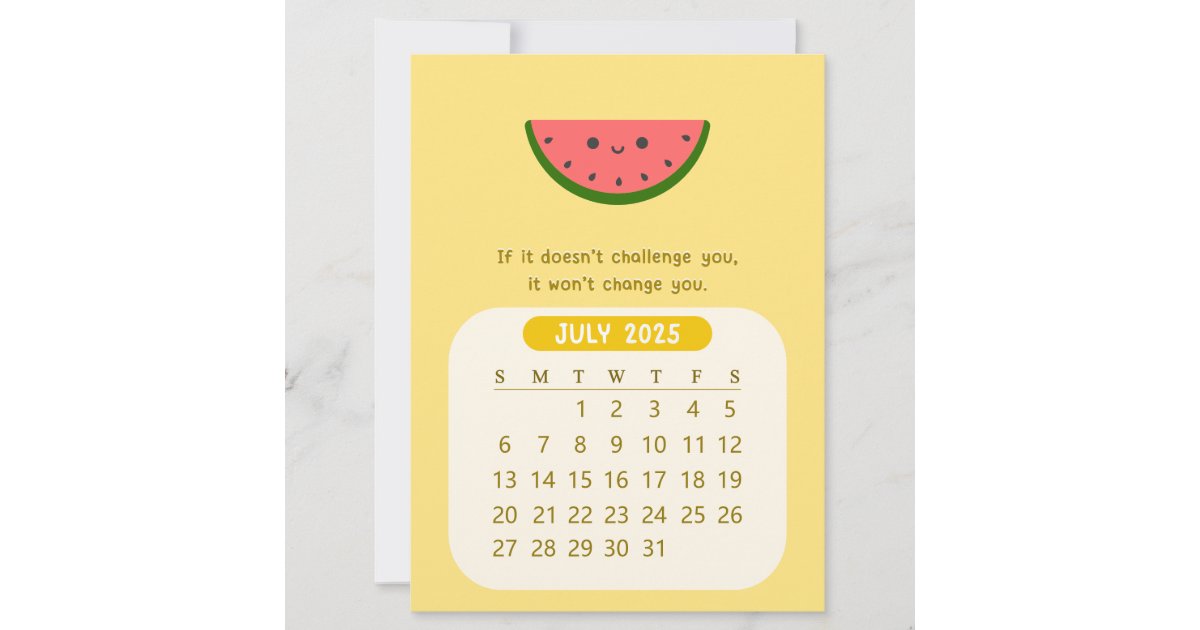 2025 July Monthly Kawaii Motivational Calendar Invitation | Zazzle