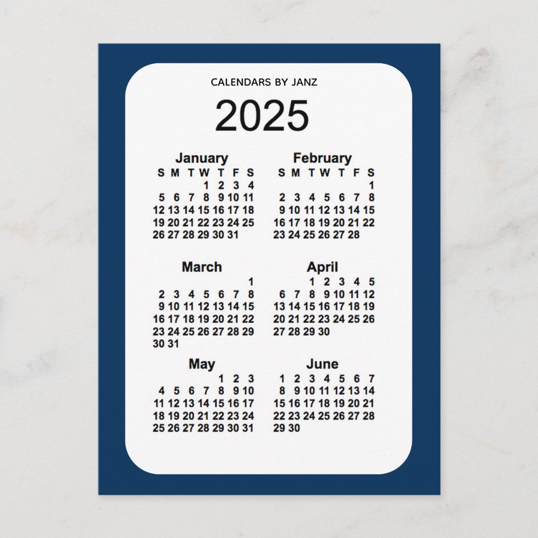 2025 Police Box Blue 6 Month Mini Calendar by Janz Postcard | Zazzle