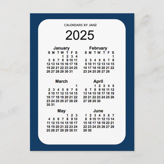 2025 Police Box Blue 6 Month Mini Calendar by Janz Postcard | Zazzle