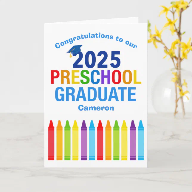 2025 Preschool Graduation Custom Cute Crayon Card | Zazzle