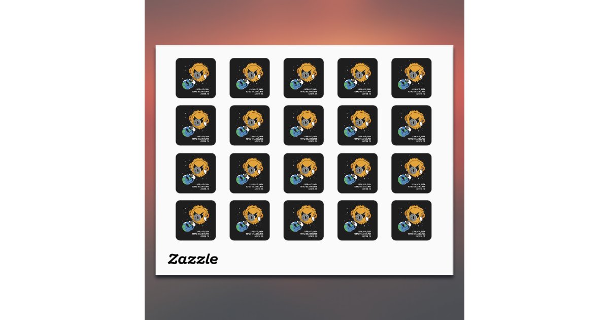 2025 Solar Eclipse Photobomb Personalized Square Sticker | Zazzle