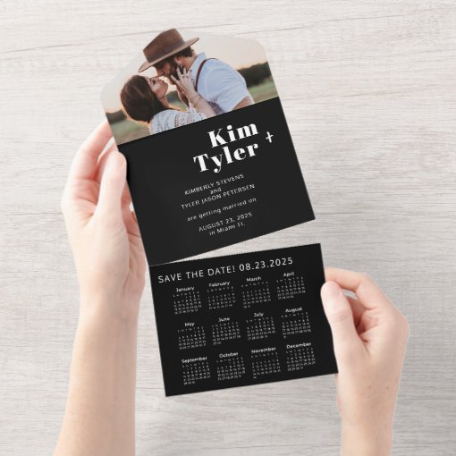 2025 wedding calendar photo unique save date QR All In One Invitation ...
