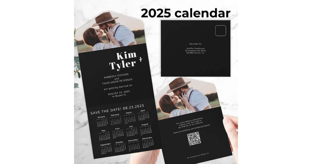2025 wedding calendar photo unique save date QR All In One Invitation ... 2025 wedding calendar photo unique save date QR All In One Invitation ...