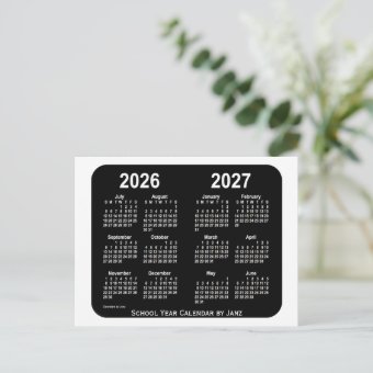 2026-2027 White Neon School Calendar by Janz Postcard | Zazzle