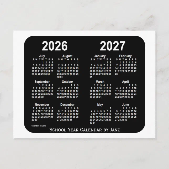 2026-2027 White Neon School Calendar by Janz Postcard | Zazzle
