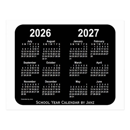 2026-2027 White Neon School Calendar by Janz Postcard | Zazzle.com