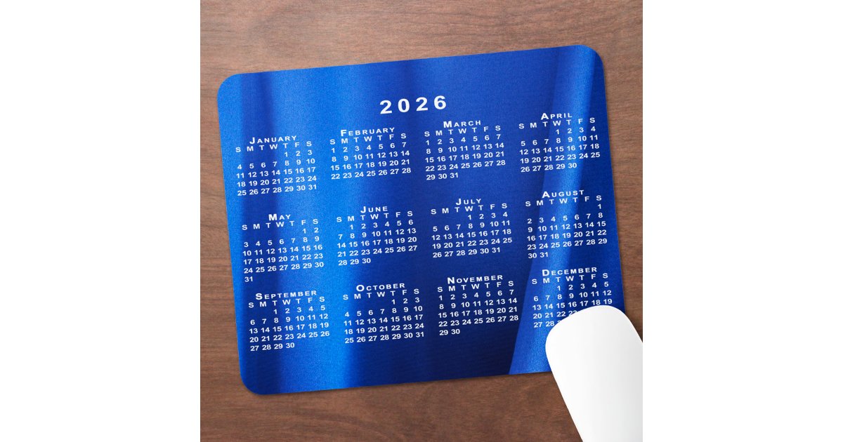 2026 Calendar Abstract Blue Custom Photo Mouse Pad | Zazzle