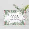 2026,Happy new year!holiday greenery red berries Note Card | Zazzle