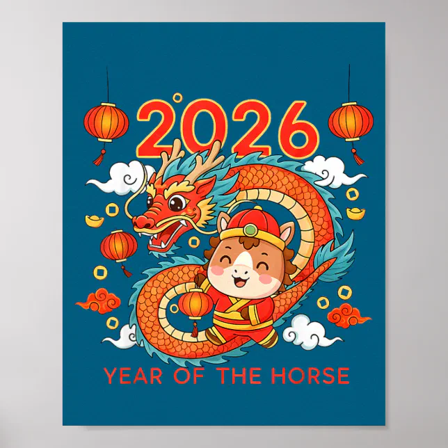 2026 Year Of The Horse Lunar New Year Chinese Poster | Zazzle
