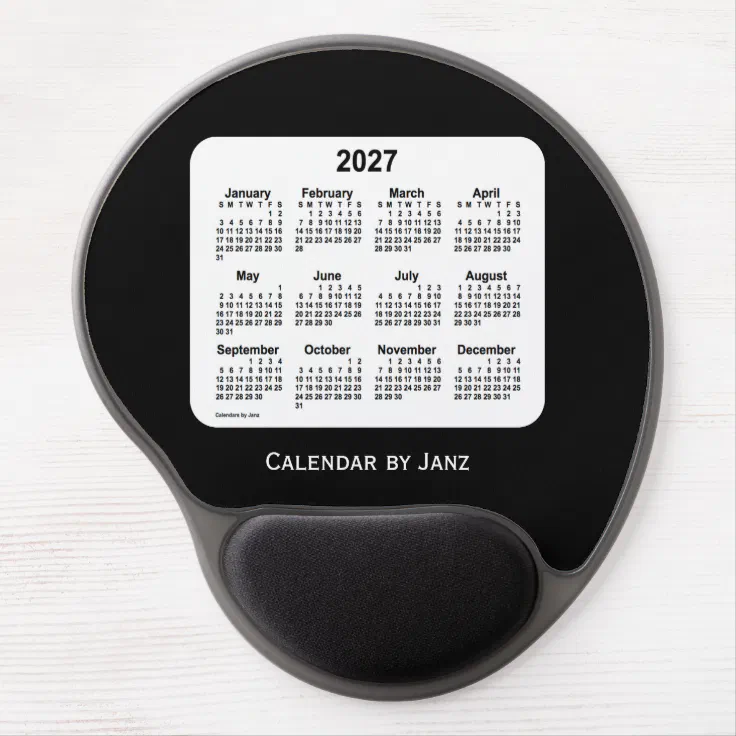 2027 Black and White Calendar by Janz Gel Mousepad | Zazzle