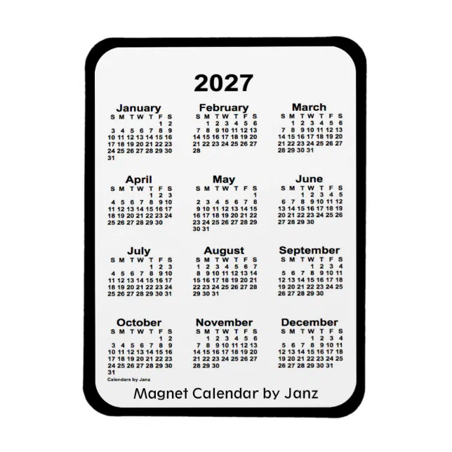 2027 Black and White Calendar by Janz Magnet | Zazzle